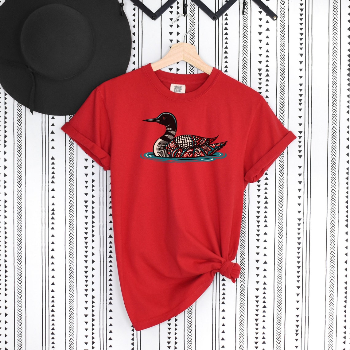 Nordic Style Loon T-shirt, Scandinavian Folk Art Dala Style Loon Shirt ...