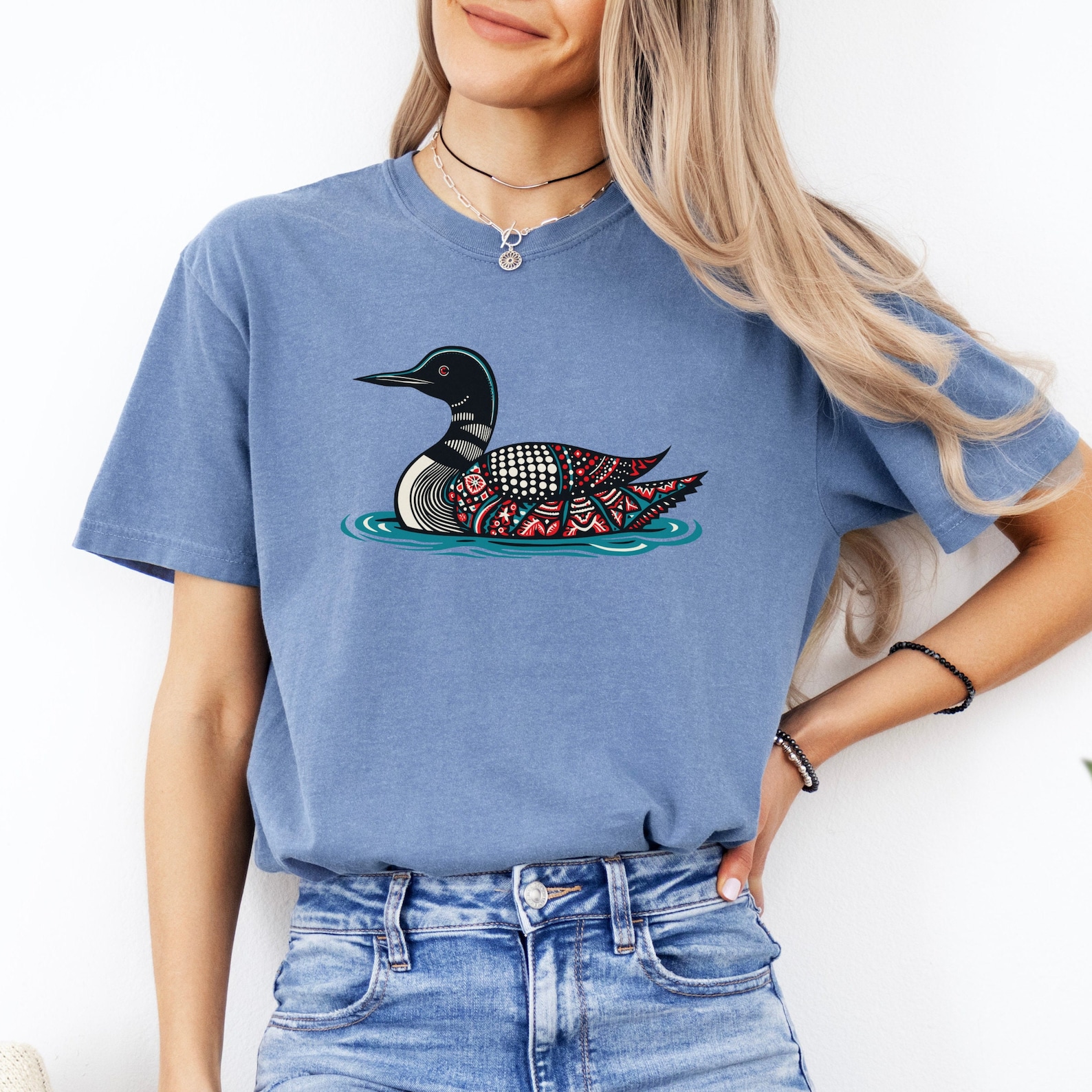 Nordic Style Loon T-shirt, Scandinavian Folk Art Dala Style Loon Shirt ...