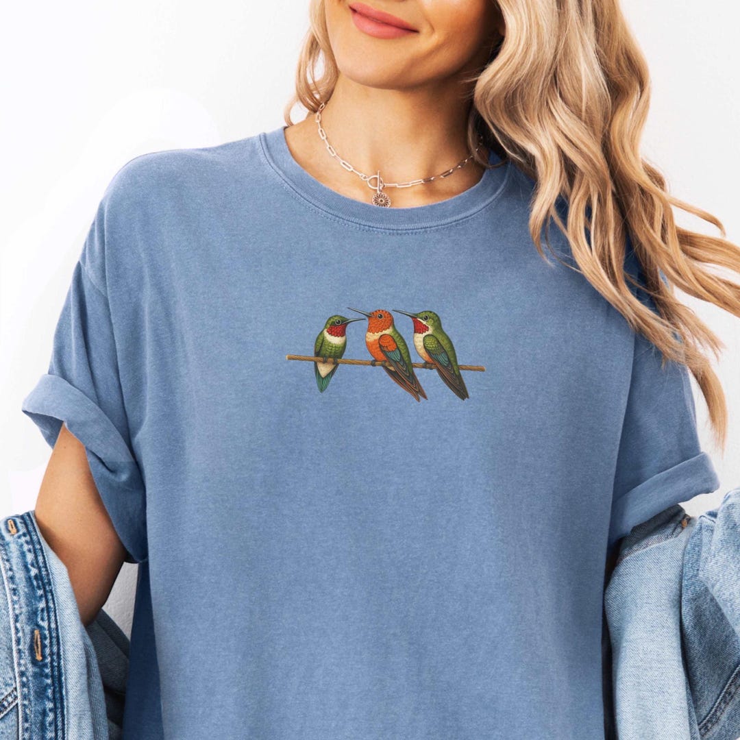 Hummingbird Trio Comfort Colors Tee, Three Cute Hummingbirds on a Wire ...