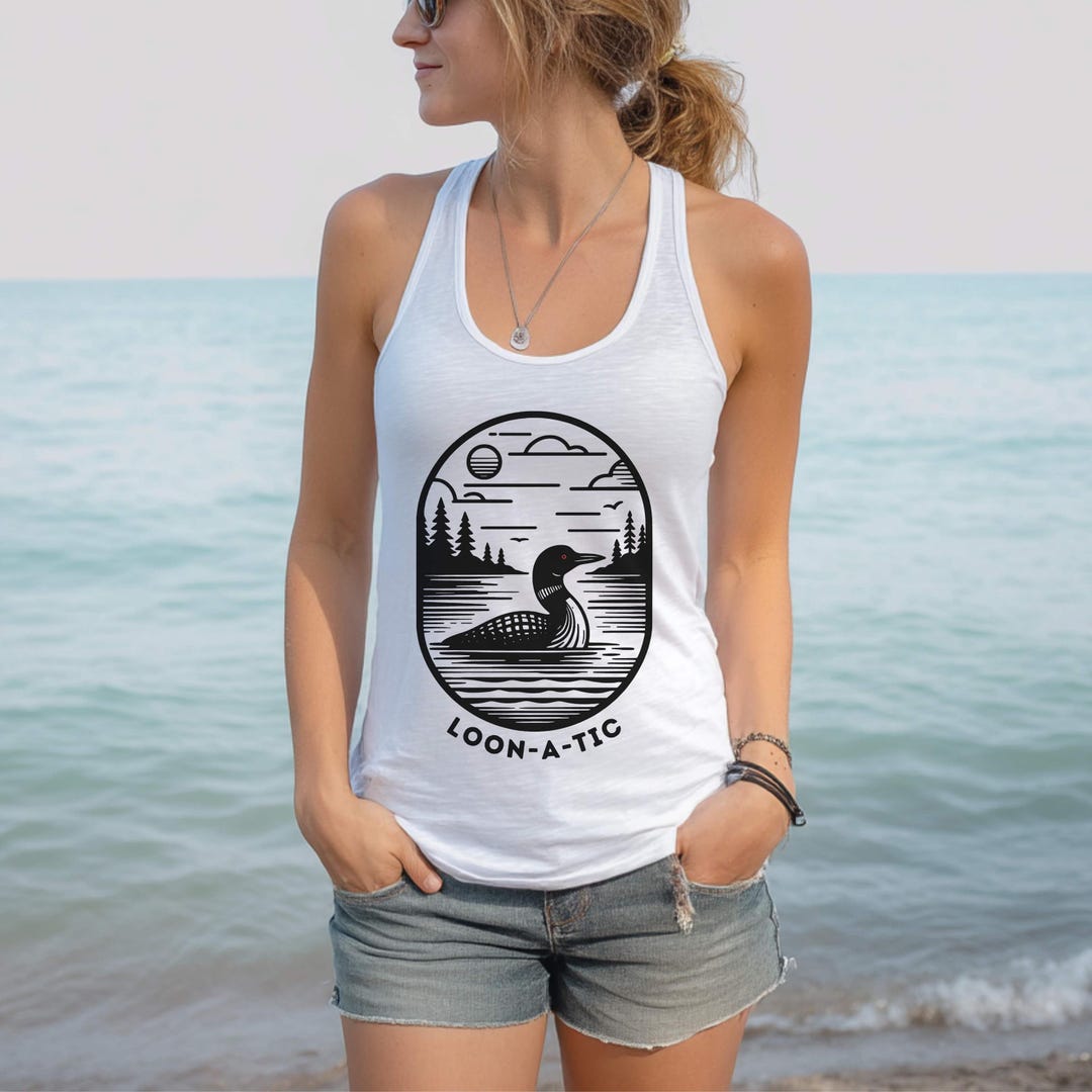 Funny Loon Pun Shirt, Loon-a-tic, Funny Common Loon T Shirt, Bird ...