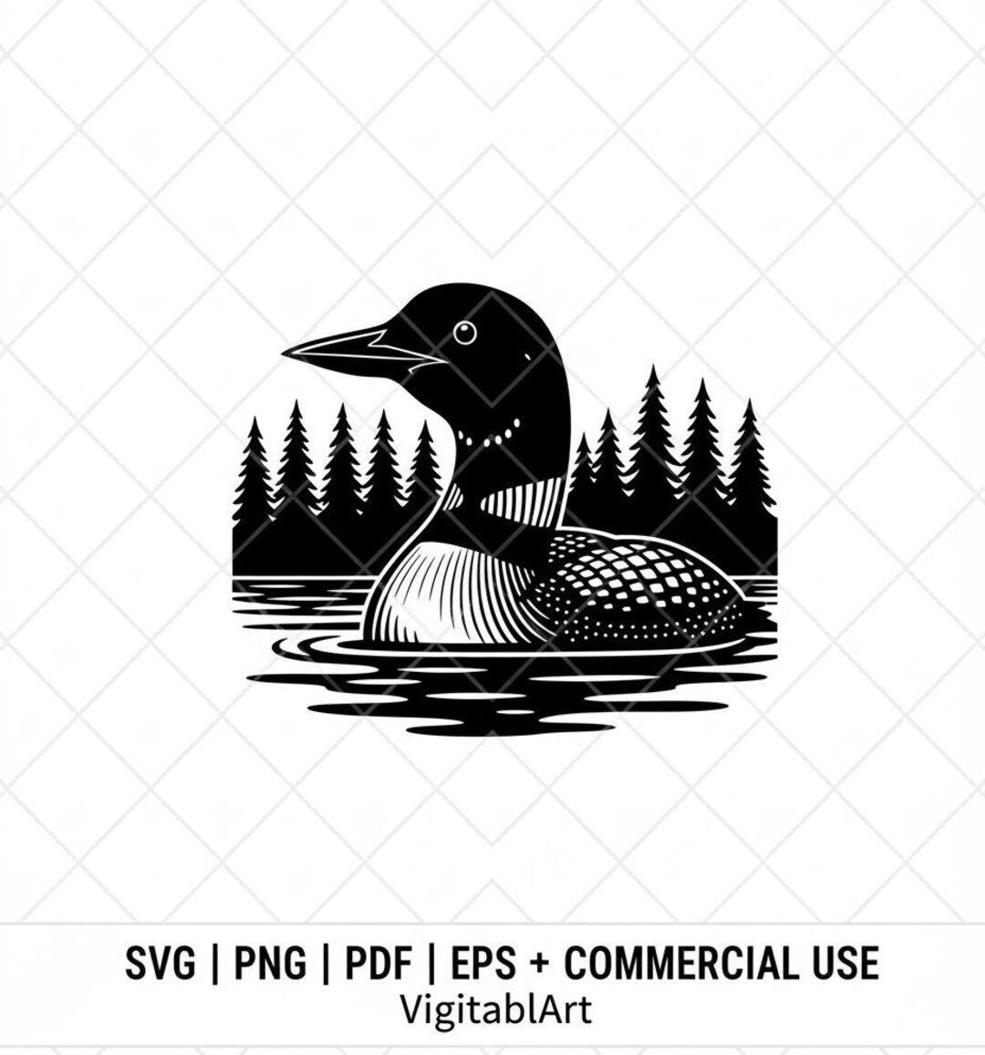 Lake Loon Clipart, SVG PNG DXF Cut File - Etsy