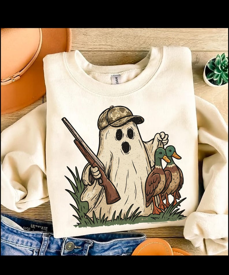 Retro Camo Duck Hunting Ghost PNG, Halloween Hunter (digital Download ...