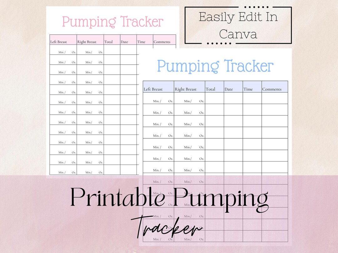 Printable Pumping Tracker – Breast Milk Log, Mom Organization (digital ...
