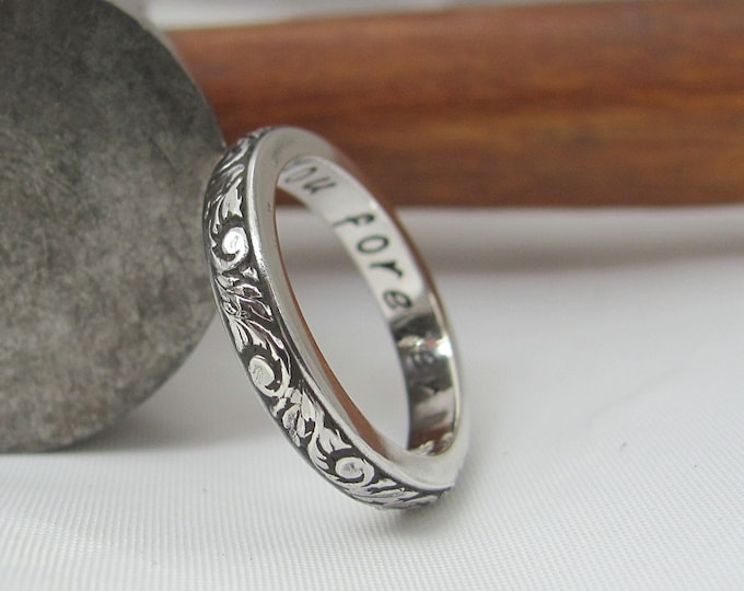 Poesy Ring Custom Made to Order. Hand Stamped Silver Posie - Etsy