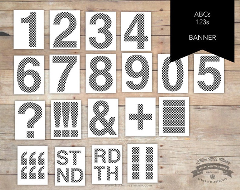 Black and White Checkered Name Party Banner, Letters, Numbers, Garland ...