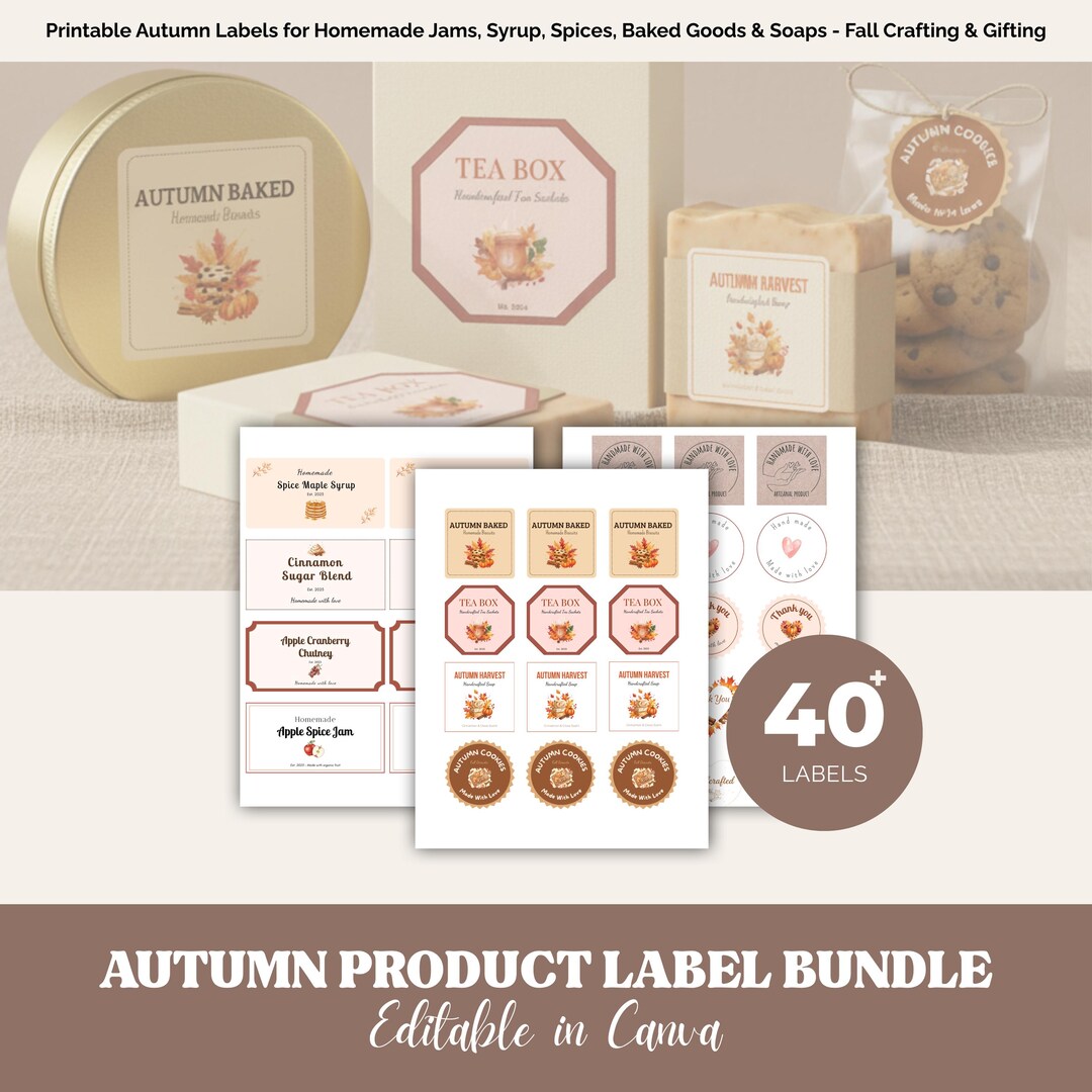 Editable Fall Product Label Kit, Labels for Jars, Canva Editable ...