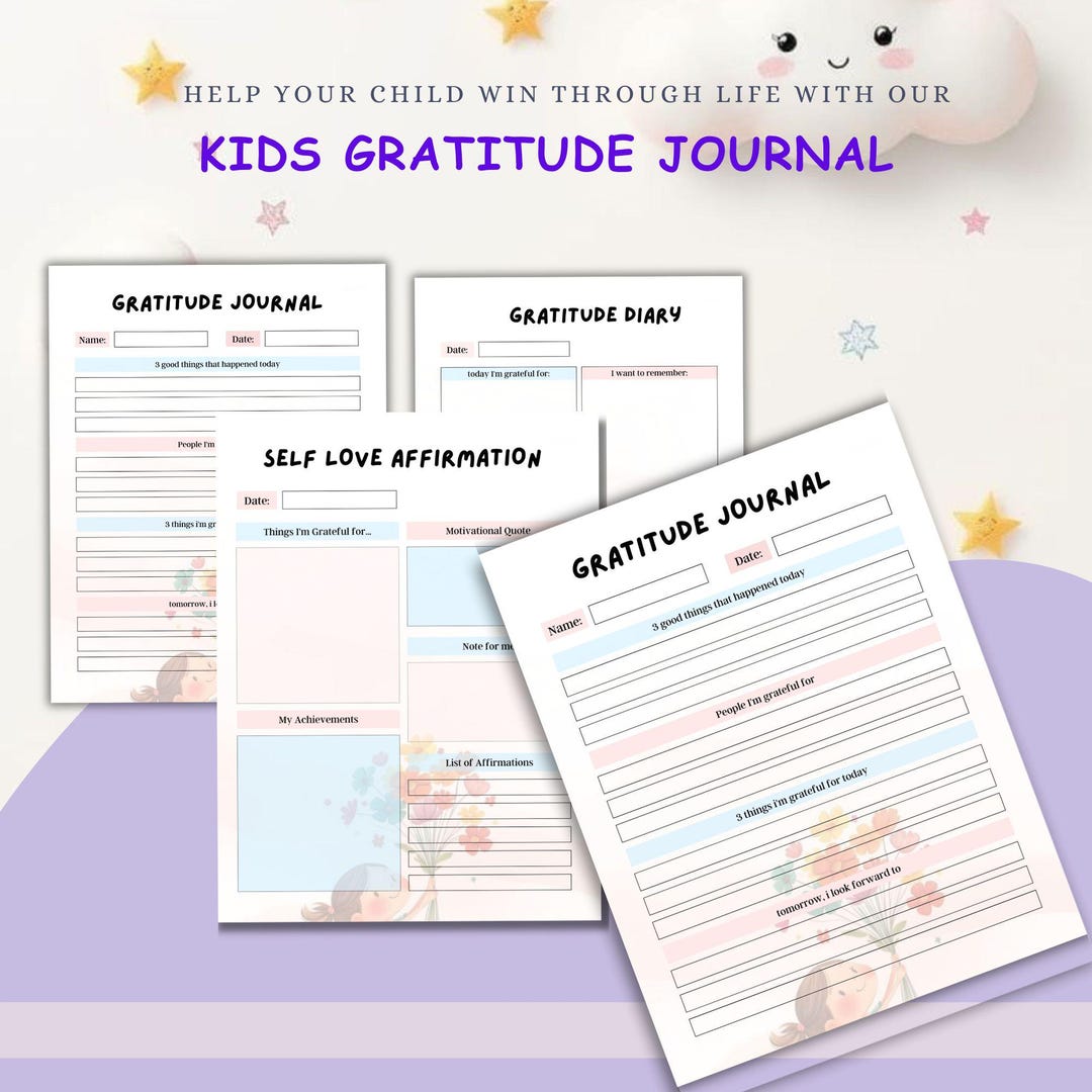 Kids Gratitude Journal, Printable Workbook, Positive Habits (daily ...