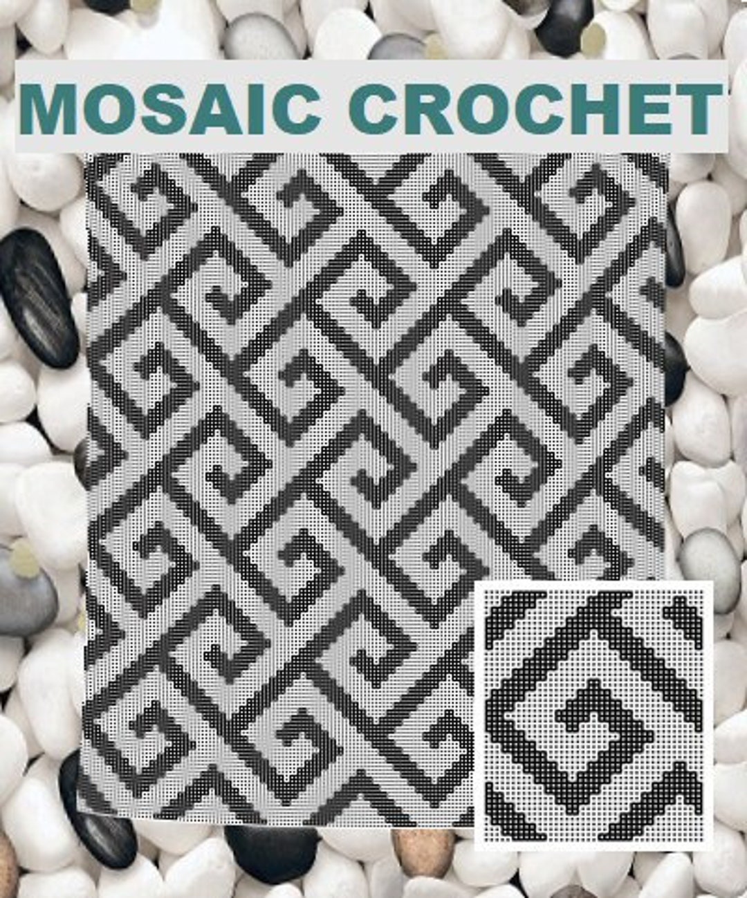 Written Instructions and Grid Chart Mosaic Crochet Pattern Big Swirl ...