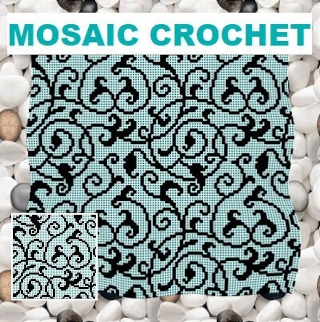 Written Instructions and Grid Chart Mosaic Crochet Pattern SMALL LEAVES ...