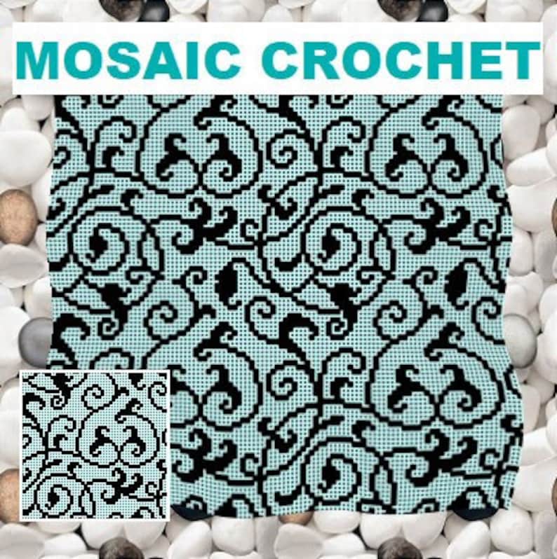 Written Instructions and Grid Chart Mosaic Crochet Pattern SMALL LEAVES ...