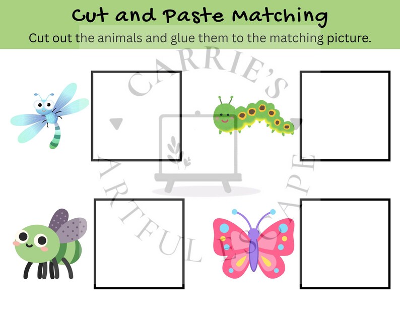 Insects Cut and Paste Matching Activity | Preschool Fine Motor ...