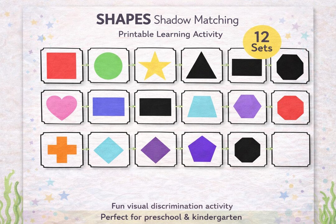 Shape Shadow Matching Cards, Montessori, Fine Motor, Visual ...