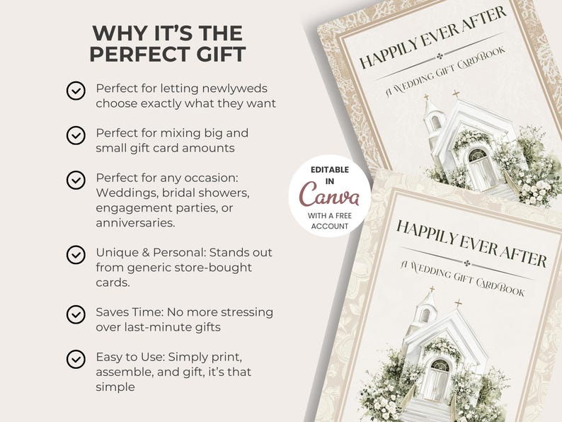 Wedding Gift Card Book – Printable Canva Template for Newlyweds, Bridal ...