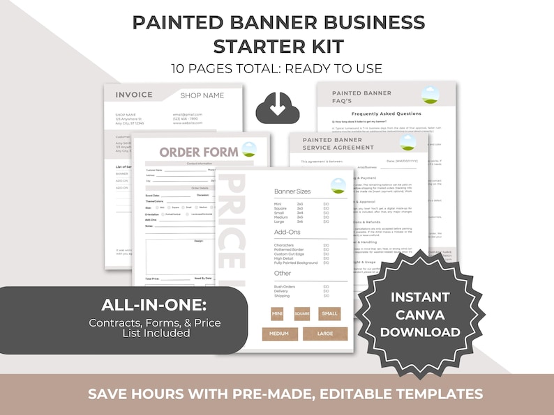 Painted Banner Business Starter Kit | Editable Canva Templates ...
