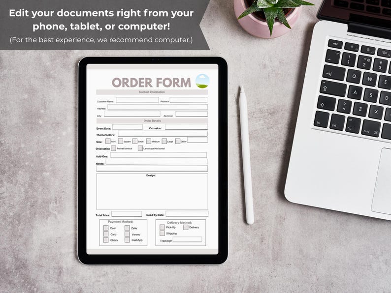 Editable Order Form Template (fillable + Printable) for Painted Banner ...