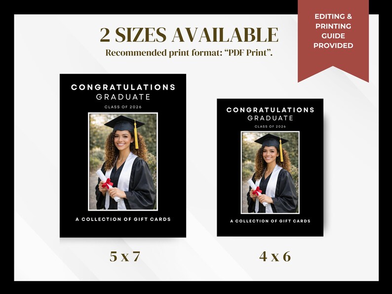 2026 Graduation Gift Card Book | Canva Template | High School & College ...