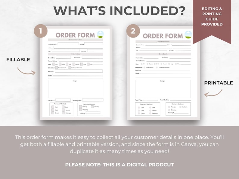 Editable Order Form Template (fillable + Printable) for Painted Banner ...