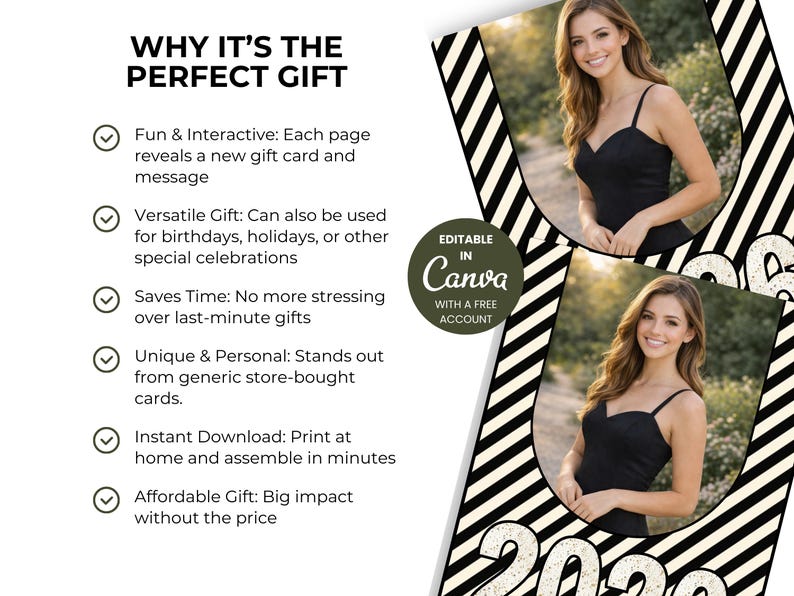 2026 Graduation Gift Card Book | Keepsake Canva Template (digital ...