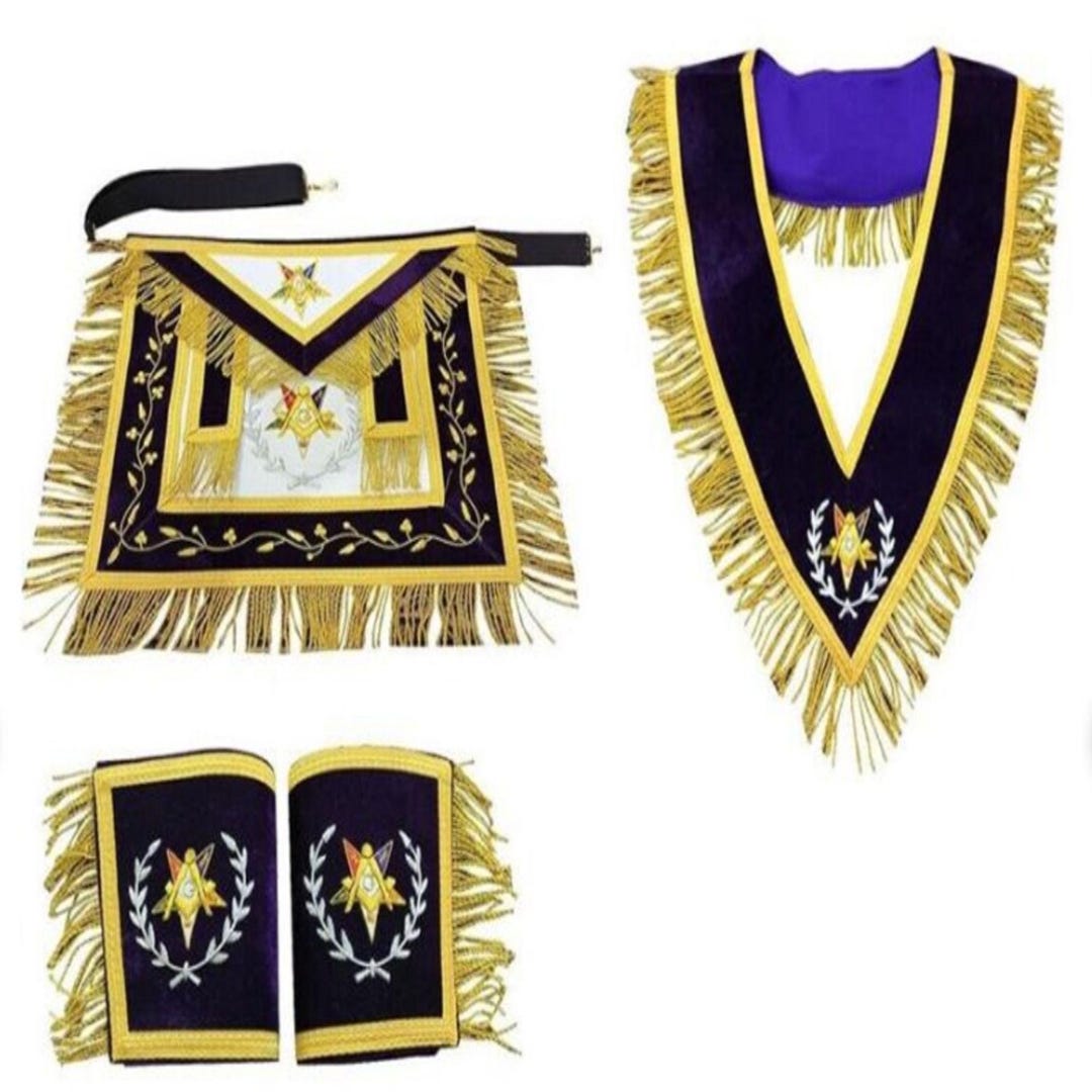 Masonic Regalia Grand Patron Officer Apron Collar Cuffs One Set Hand ...