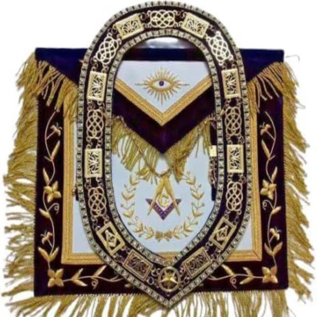 Masonic Regalia Grand Master Mason Apron Full Dressed Apron Chain ...