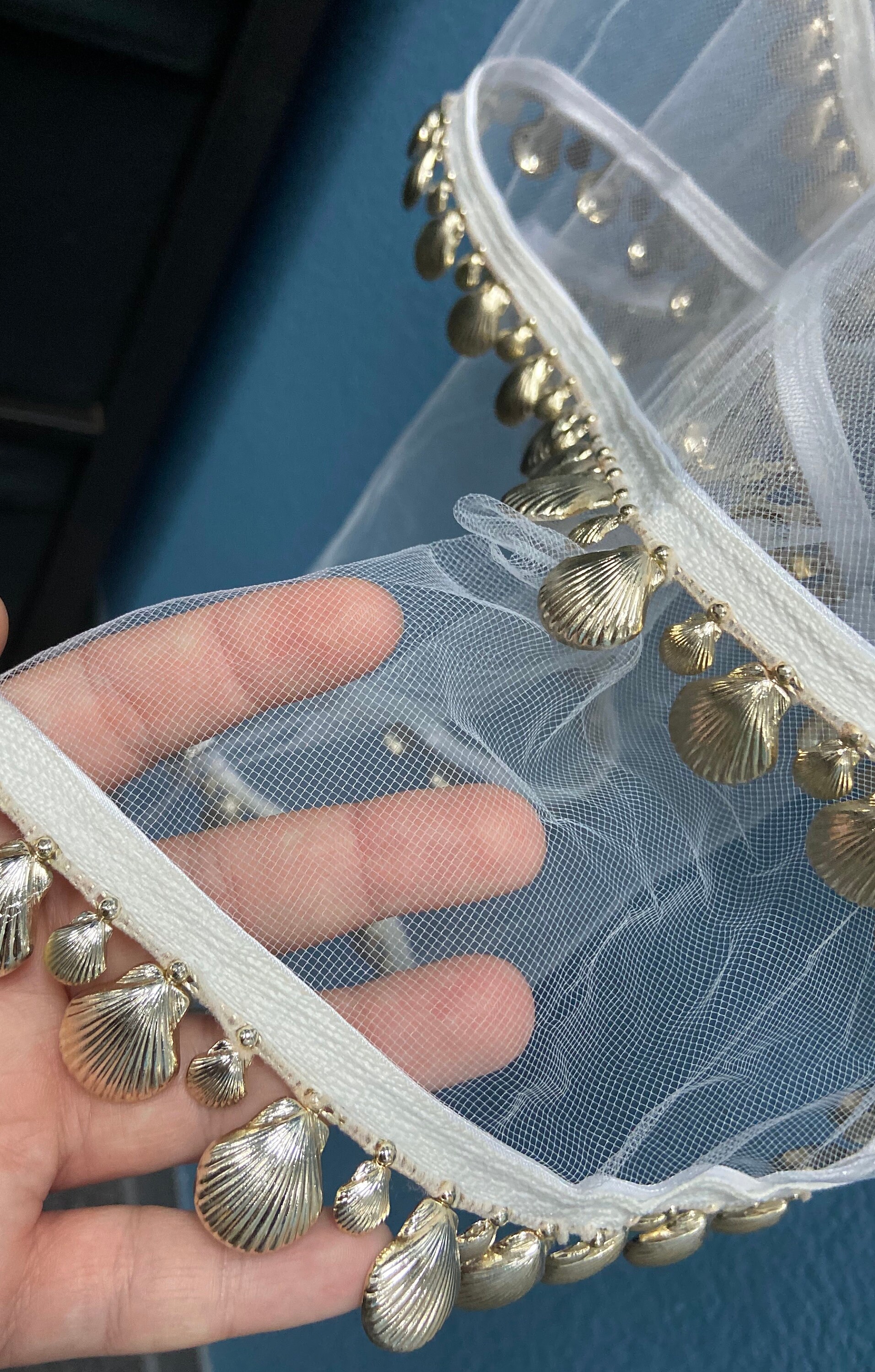 Bachelorette Party Sea Shell trim Veil Mermaid Bride veil | Etsy