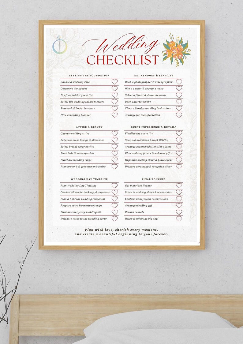 Wedding Checklist Planner Bundle Canva Wedding Checklist Editable ...