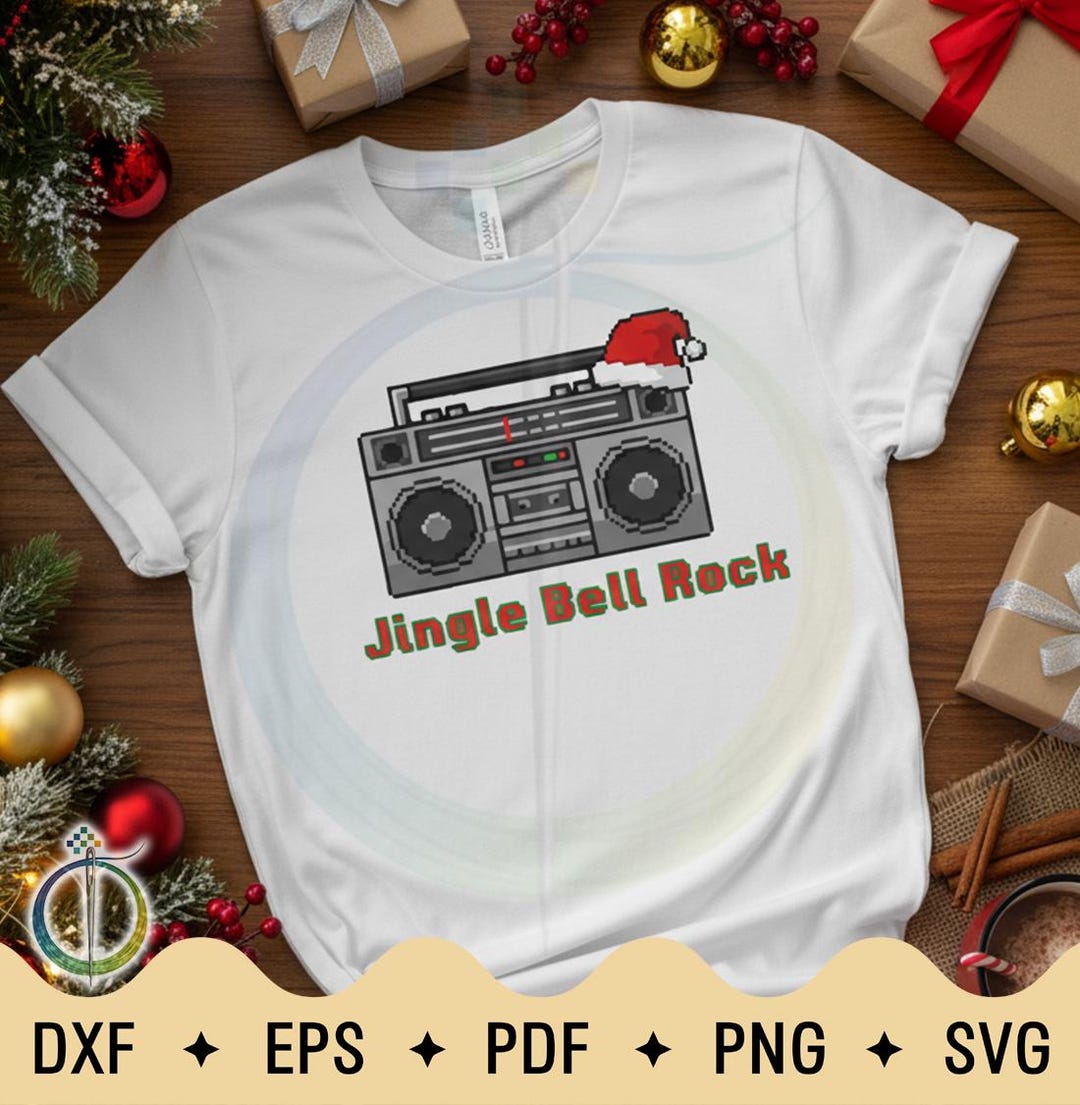 Jingle Bell Rock Boombox Christmas Vector Art | Retro Holiday (svg, Png ...