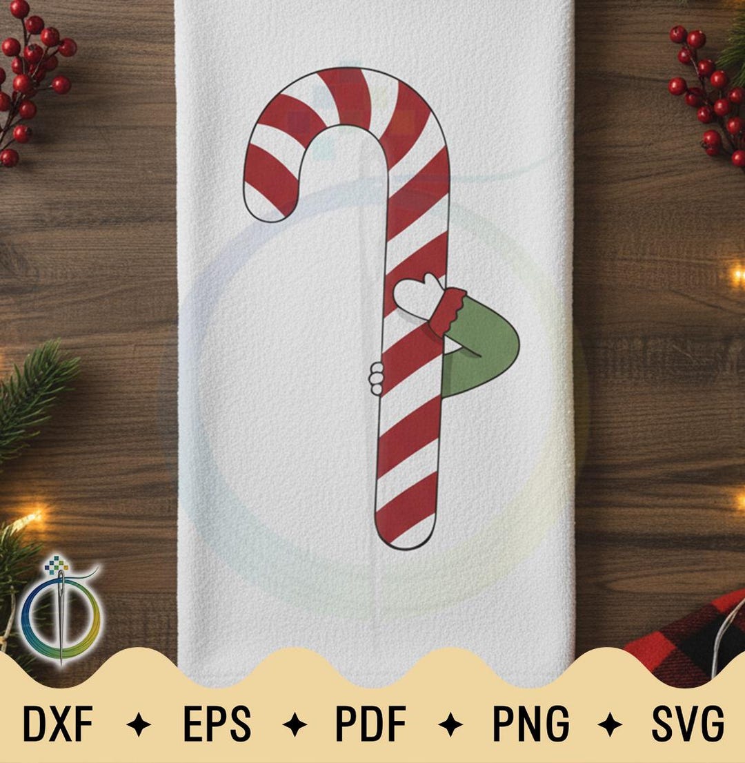 Christmas Elf Candy Cane Vector Graphic | Holiday Clip Art (digital ...