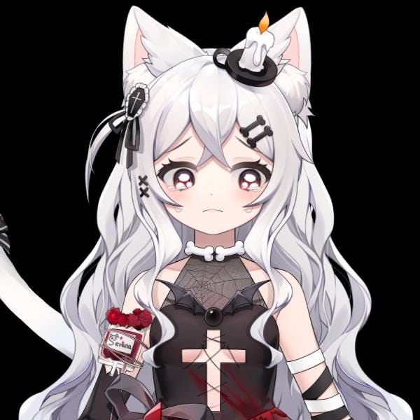 Necro Cat Girl Premade Vtuber Model | Fully Rigged Live2d, Ready to Use ...