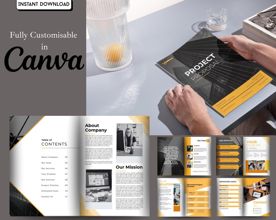 Editable Project Proposal Template | Business Proposal Canva Download ...