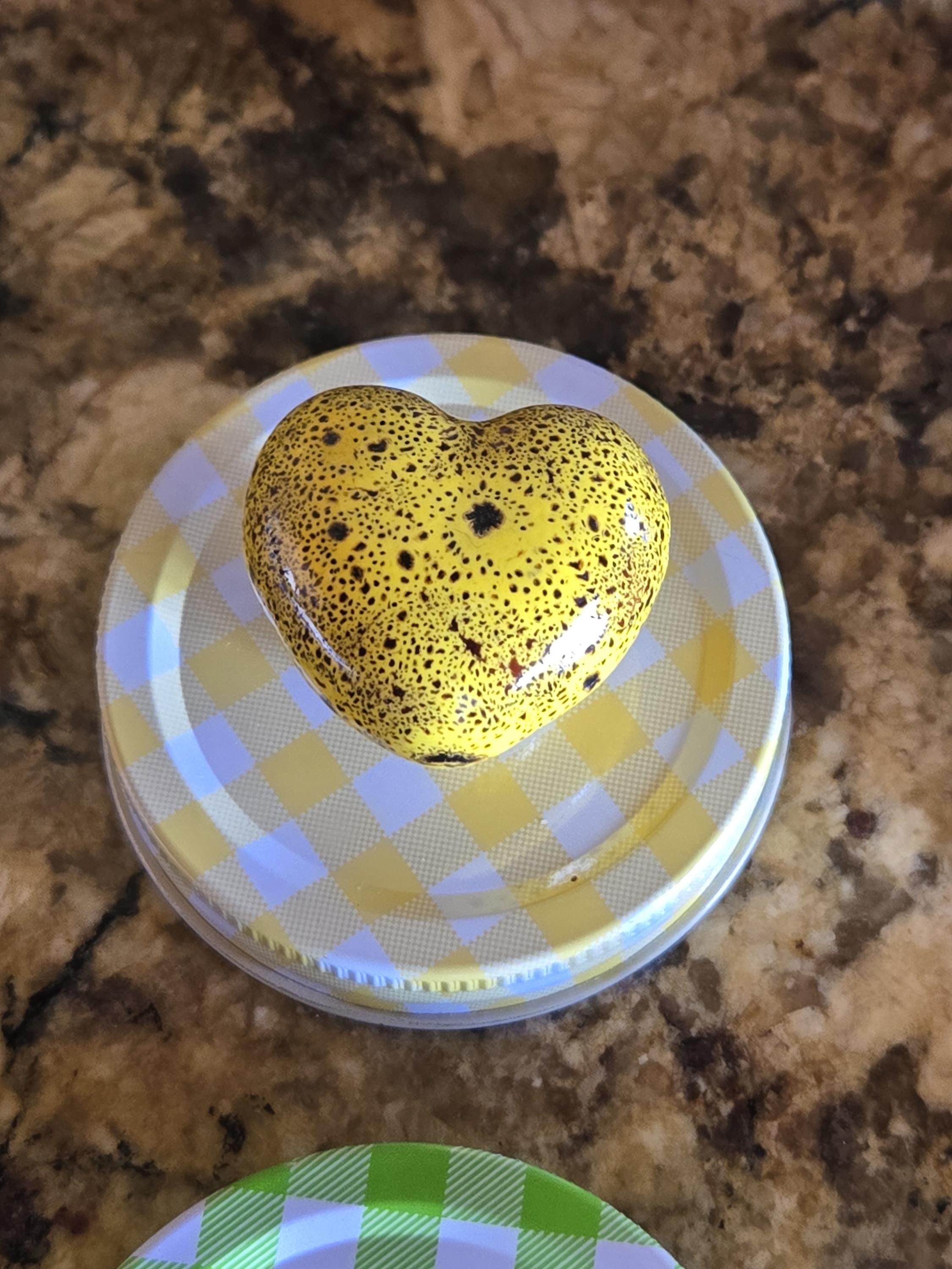 Multi-colored Checker Mason Jar Lids With Decorative Ceramic Hearts - Etsy