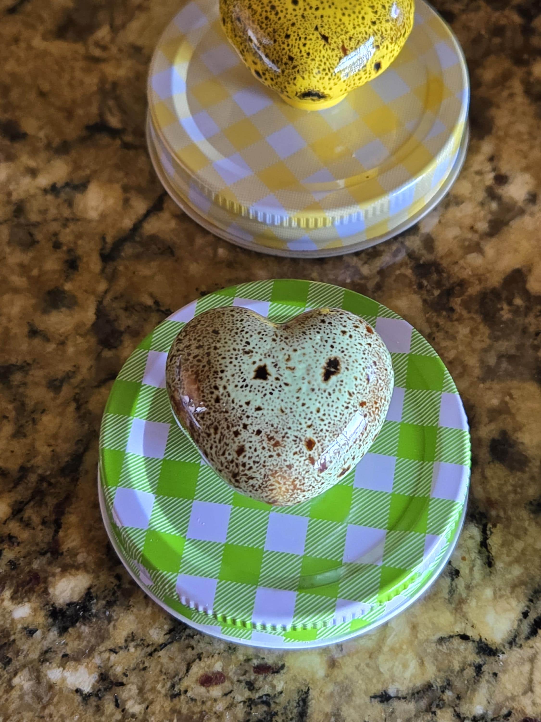 Multi-colored Checker Mason Jar Lids With Decorative Ceramic Hearts - Etsy