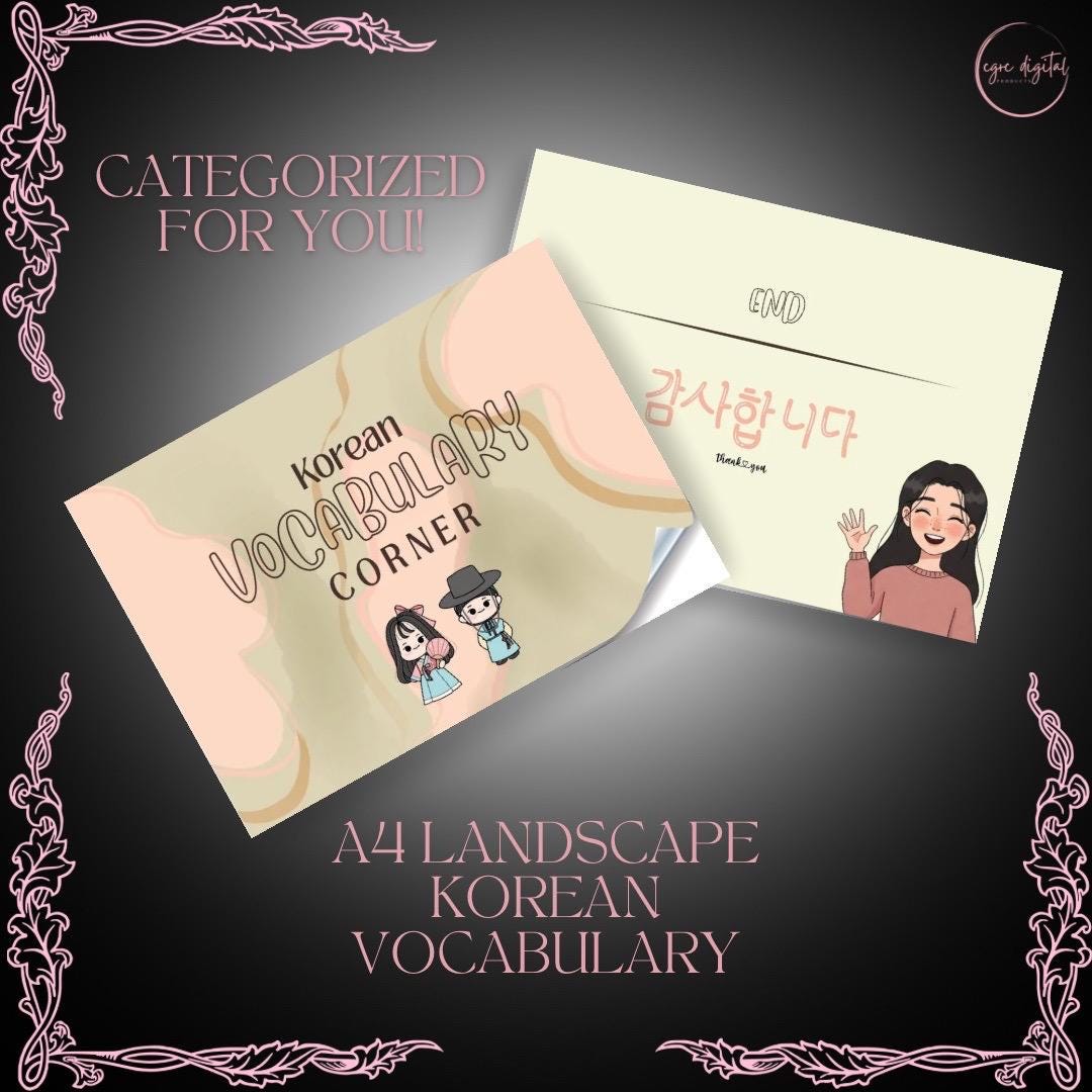 Digital and Printable Learn Korean Language With Categorized Vocabulary ...