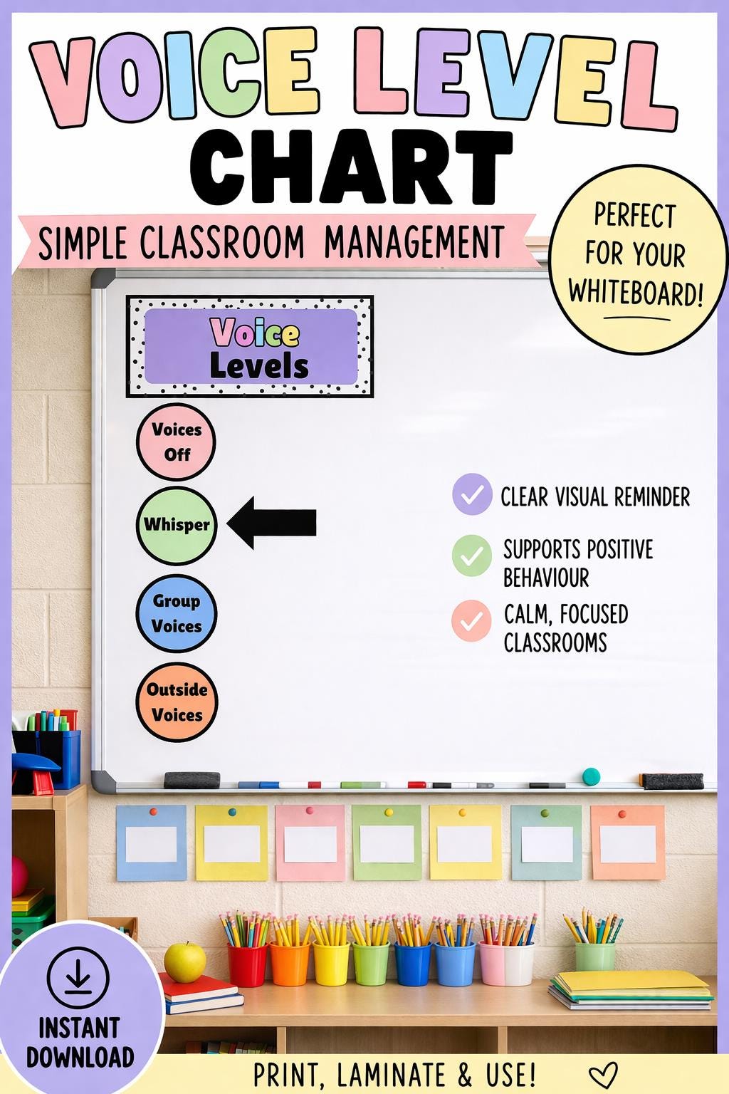 Pastel Voice Level Chart Printable | Classroom Management Tool - Etsy