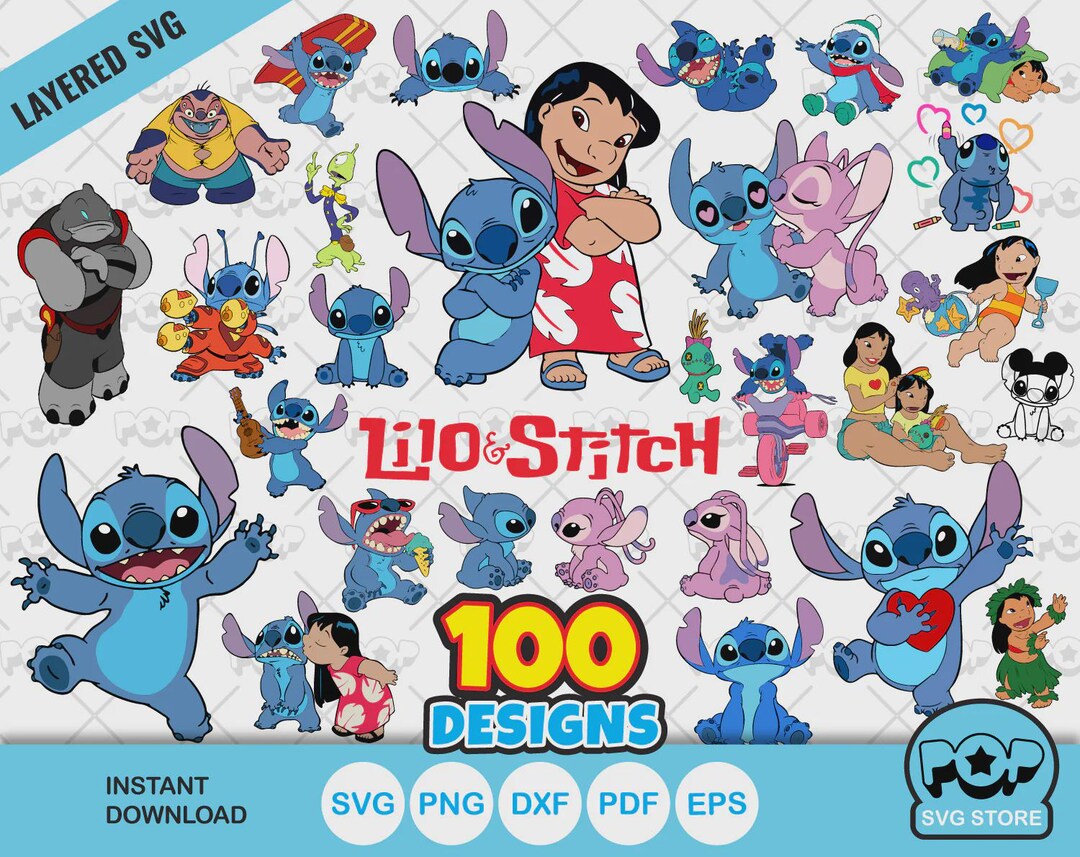 Lilo and Stitch Clipart Bundle, Lilo and Stitch Designs for Decorations ...