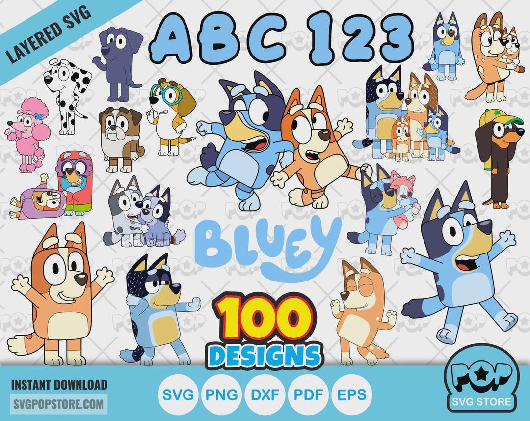 Bluey Svg Bundle | Bluey Clipart Png Alphabet Letters | 100+ Digital ...