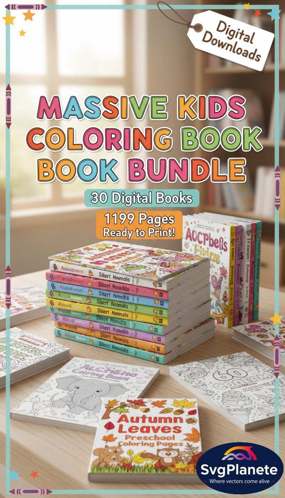1199+ Coloring Pages Bundle – Kids & Adults, Printable Art (digital ...