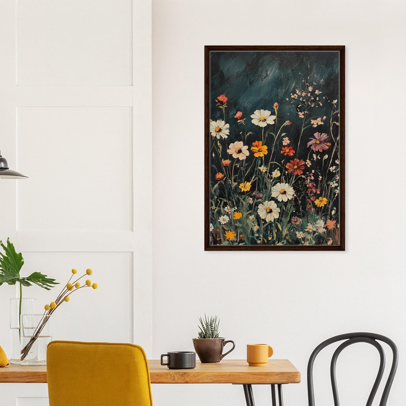 Vintage Bohemian Wildflower Meadow - Framed Canvas Art - Rustic Floral ...