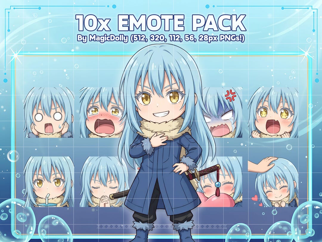 Rimuru Tempest Emotes, Tensura Anime Chibi Stickers Emoji for Discord ...