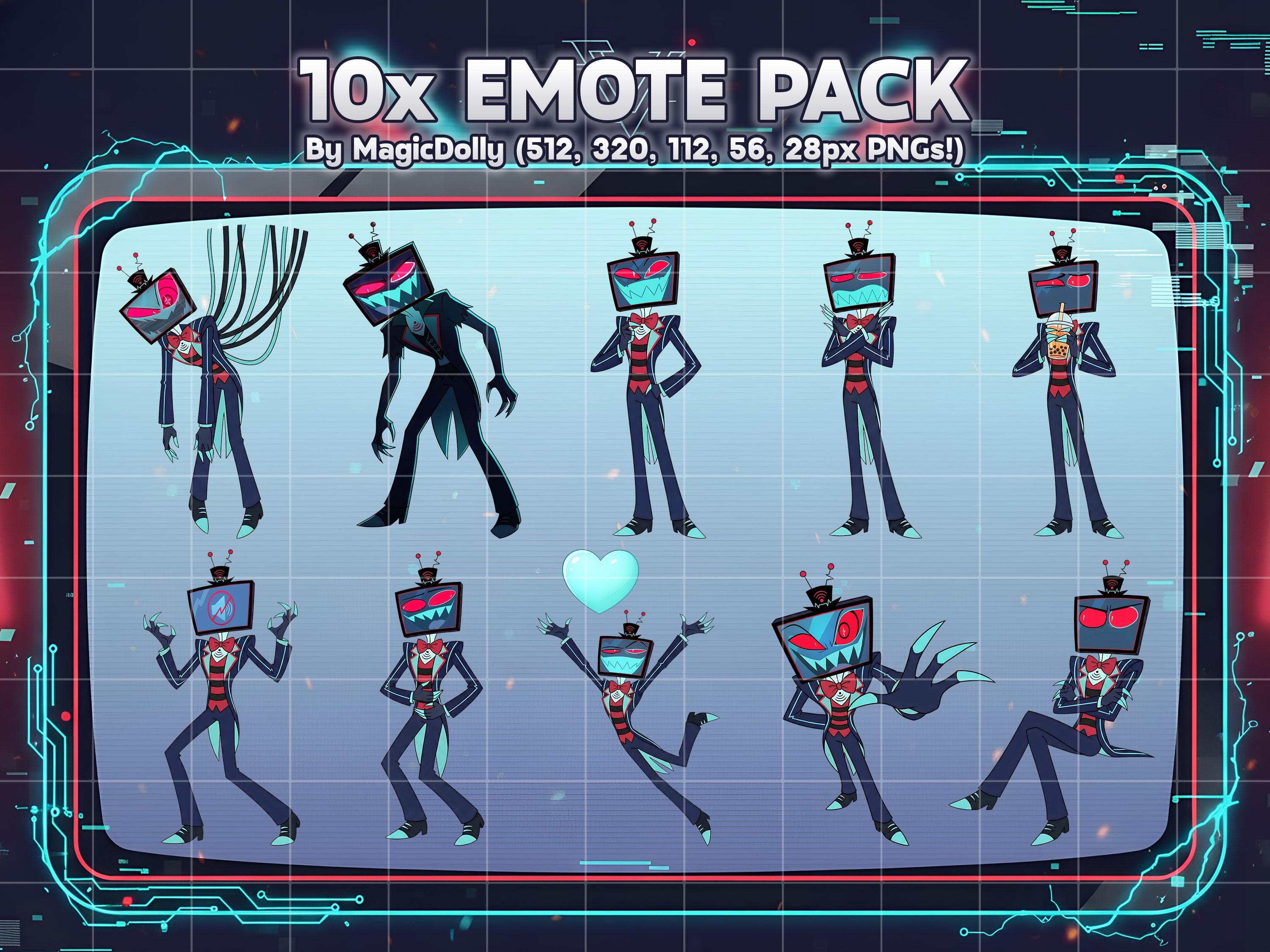 Vox Emotes, Hazbin Hotel Anime Chibi Stickers Emoji for Discord/twitch ...