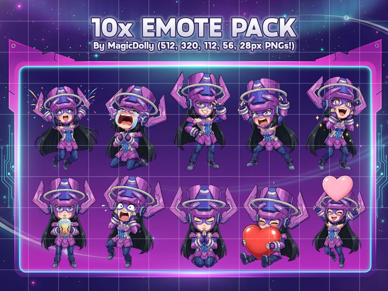 Galacta Emotes, Marvel Rivals Anime Chibi Stickers Emoji for Discord ...