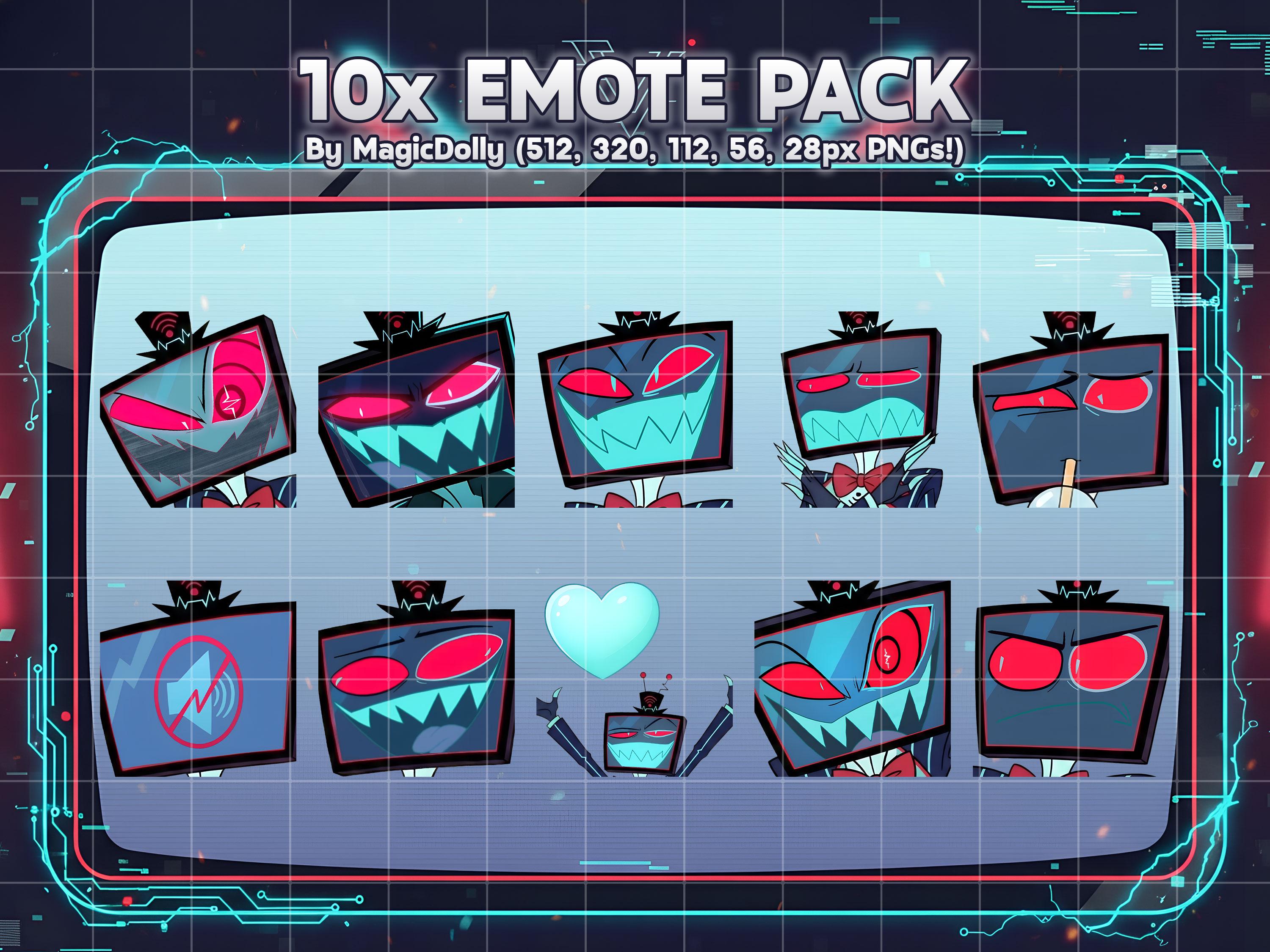 Vox Emotes, Hazbin Hotel Anime Chibi Stickers Emoji for Discord/twitch ...