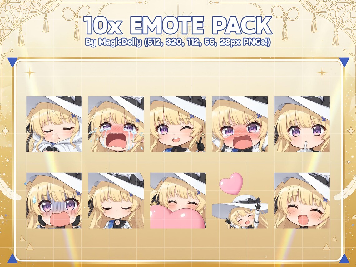 Phoebe Emotes, Wuthering Waves Anime Chibi Stickers Emoji for Discord ...