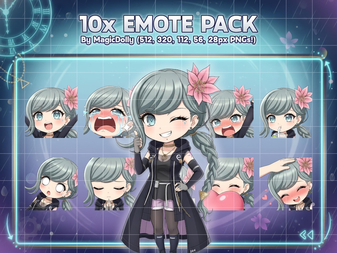Fubuki Clockford Emotes: Rain Code Anime Chibi Emoji (digital Download ...
