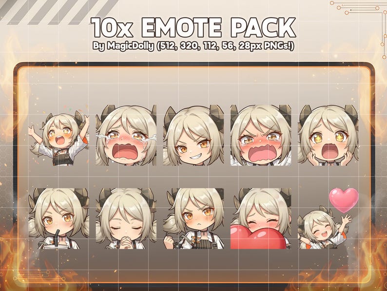 Ifrit Emotes, Arknights Anime Chibi Stickers Emoji for Discord/twitch ...