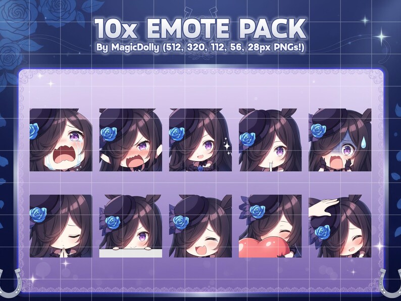 Rice Shower Emotes, Umamusume Anime Chibi Stickers Emoji for Discord ...