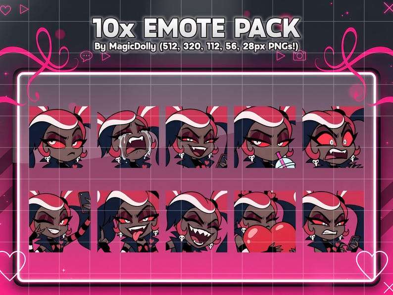 Velvette Emotes, Hazbin Hotel Anime Chibi Stickers Emoji for Discord ...