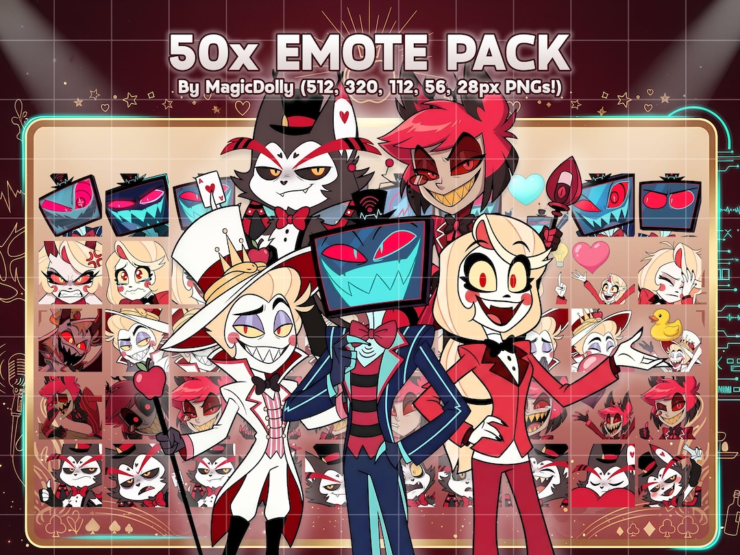 Hazbin Hotel Emotes Stickers Bundle, Anime Chibi Emoji (digital ...