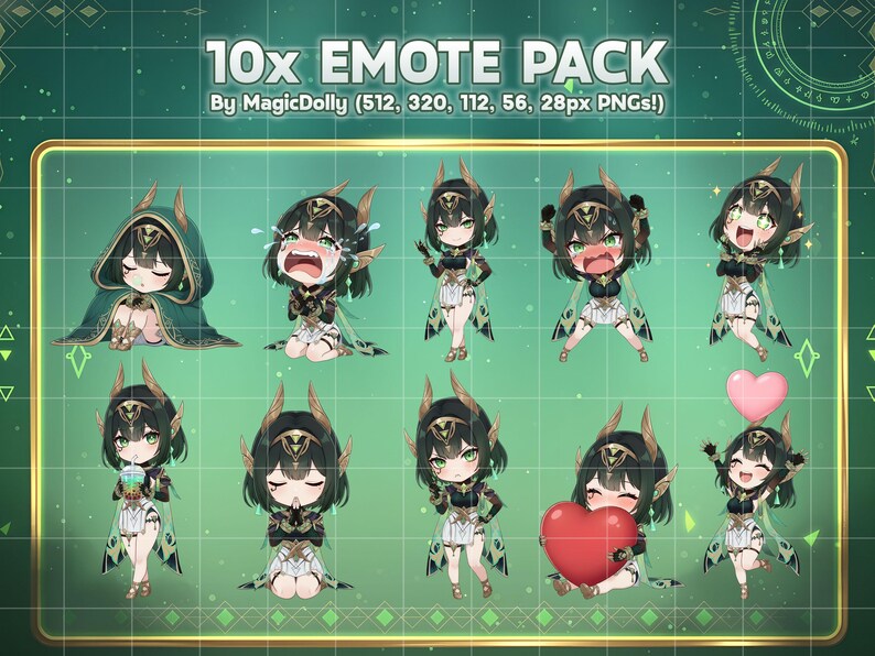 Nefer Emotes, Genshin Impact Anime Chibi Stickers Emoji for Discord ...