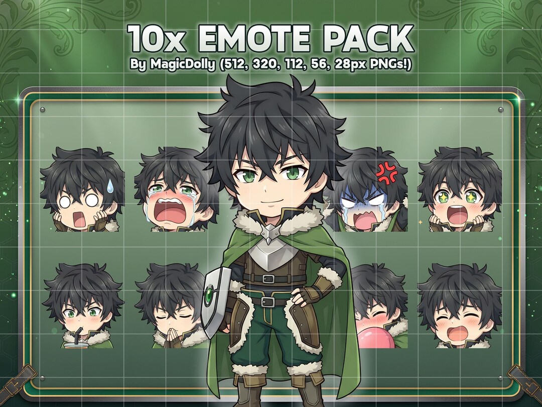 Naofumi Iwatani Emotes, Shield Hero Chibi Stickers for Twitch/discord ...